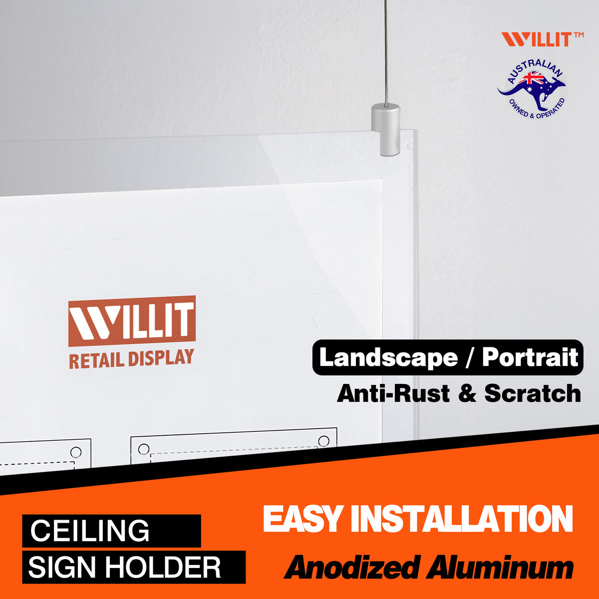 Ceiling Sign Holder - Aluminum Ceiling to Sign Hanging Cable System Ki ...